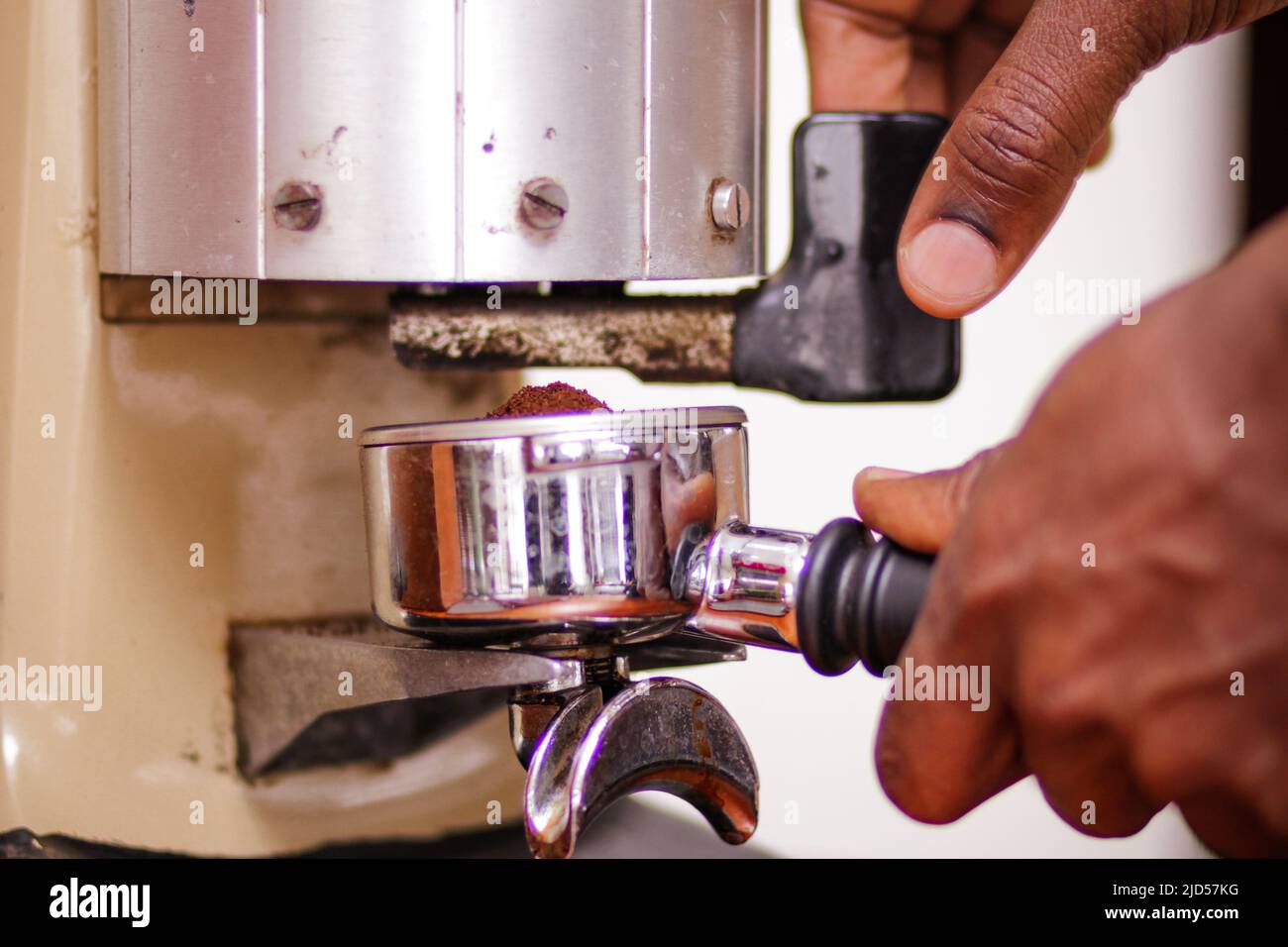 Coffee making process machine procedure grounded beans barista in Kenya ...