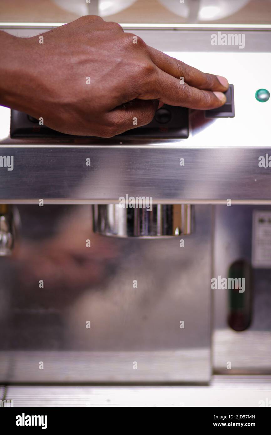 Coffee making process machine procedure grounded beans barista in Kenya ...