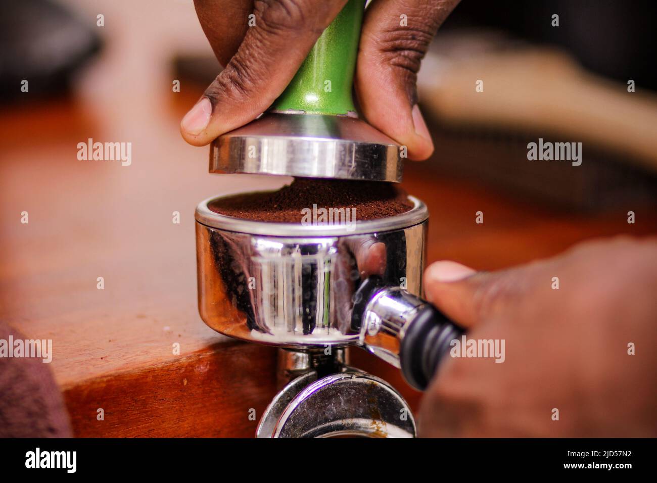 Coffee making process machine procedure grounded beans barista in Kenya ...