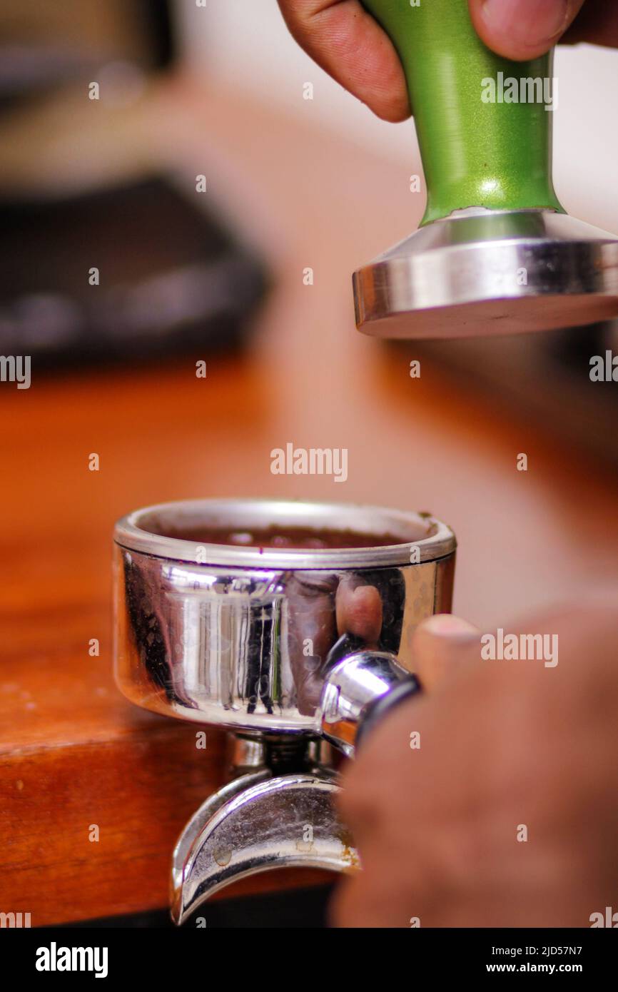 Coffee making process machine procedure grounded beans barista in Kenya ...