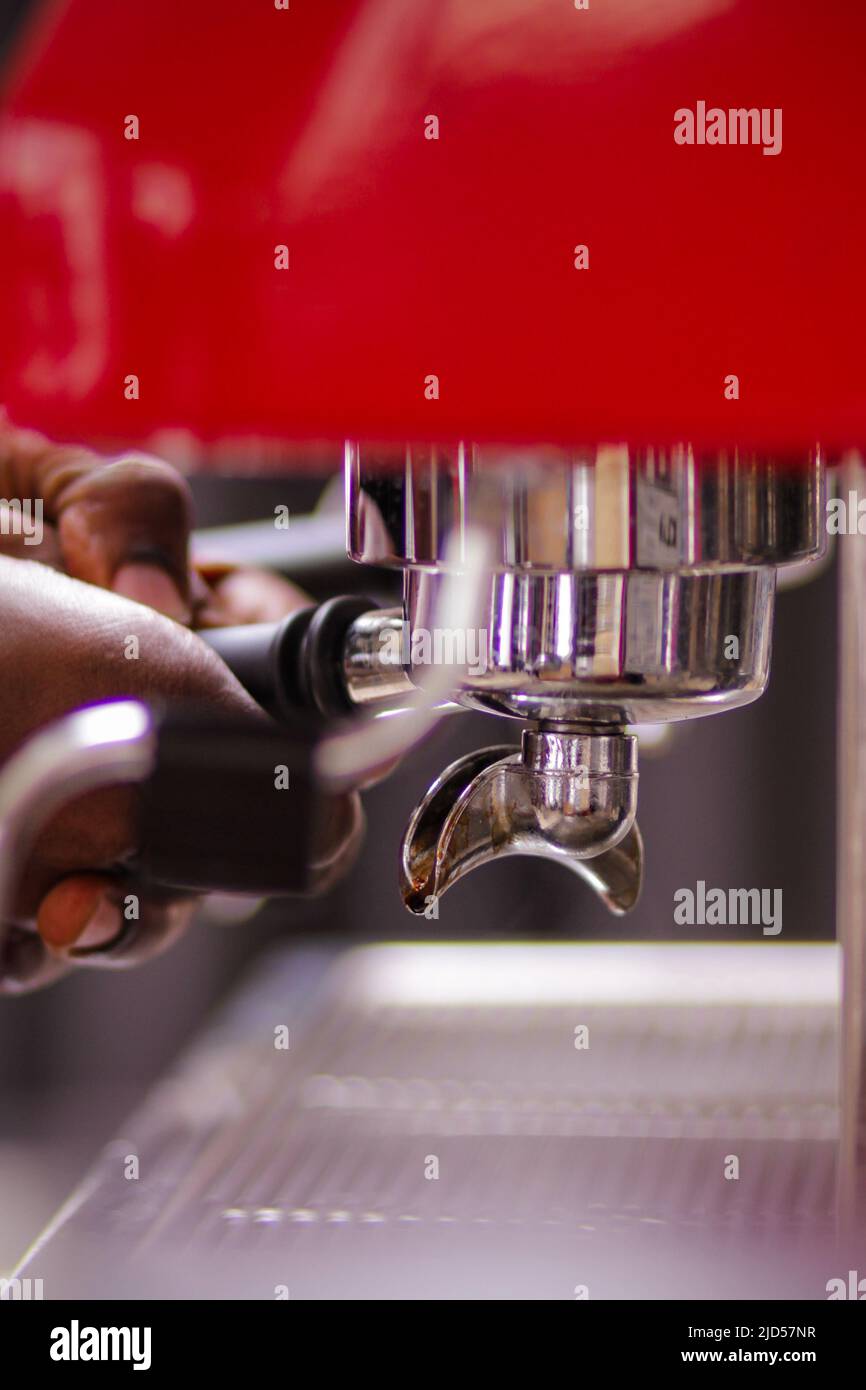 Coffee making process machine procedure grounded beans barista in Kenya ...