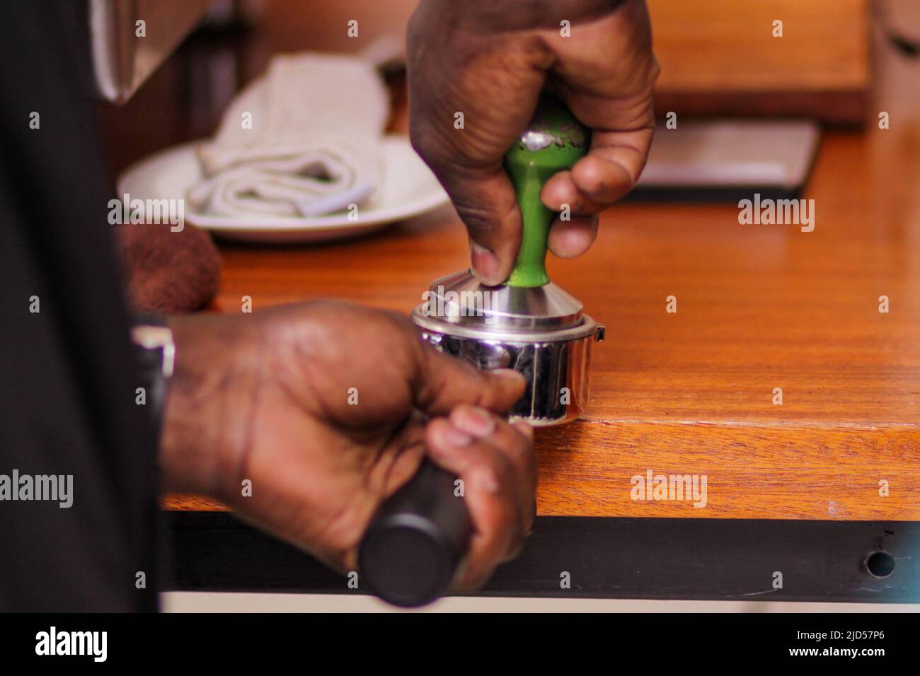 Coffee making process machine procedure grounded beans barista in Kenya ...