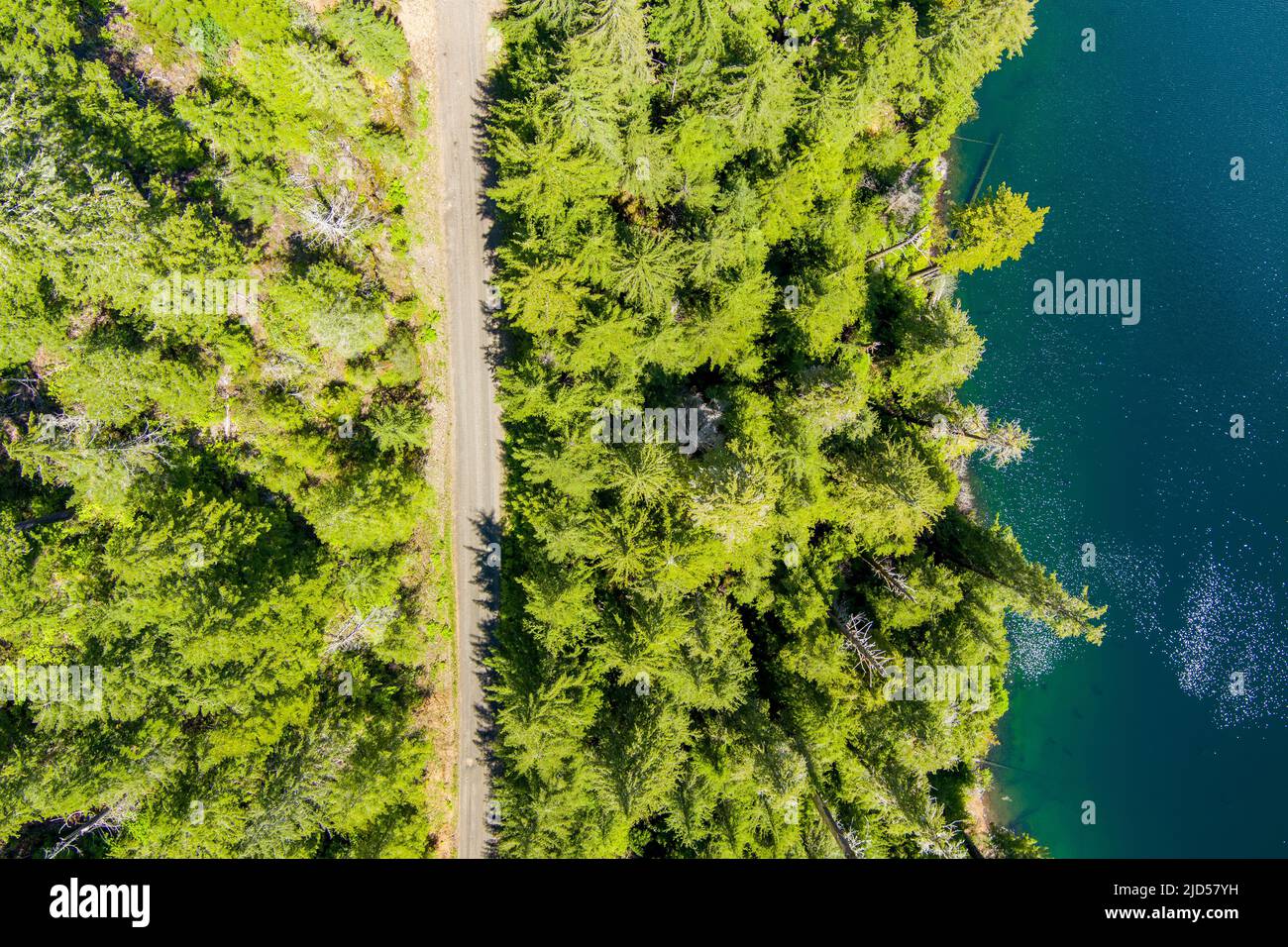 Aerial view of Spider Lake in the Olympic Mountains of Washington state ...