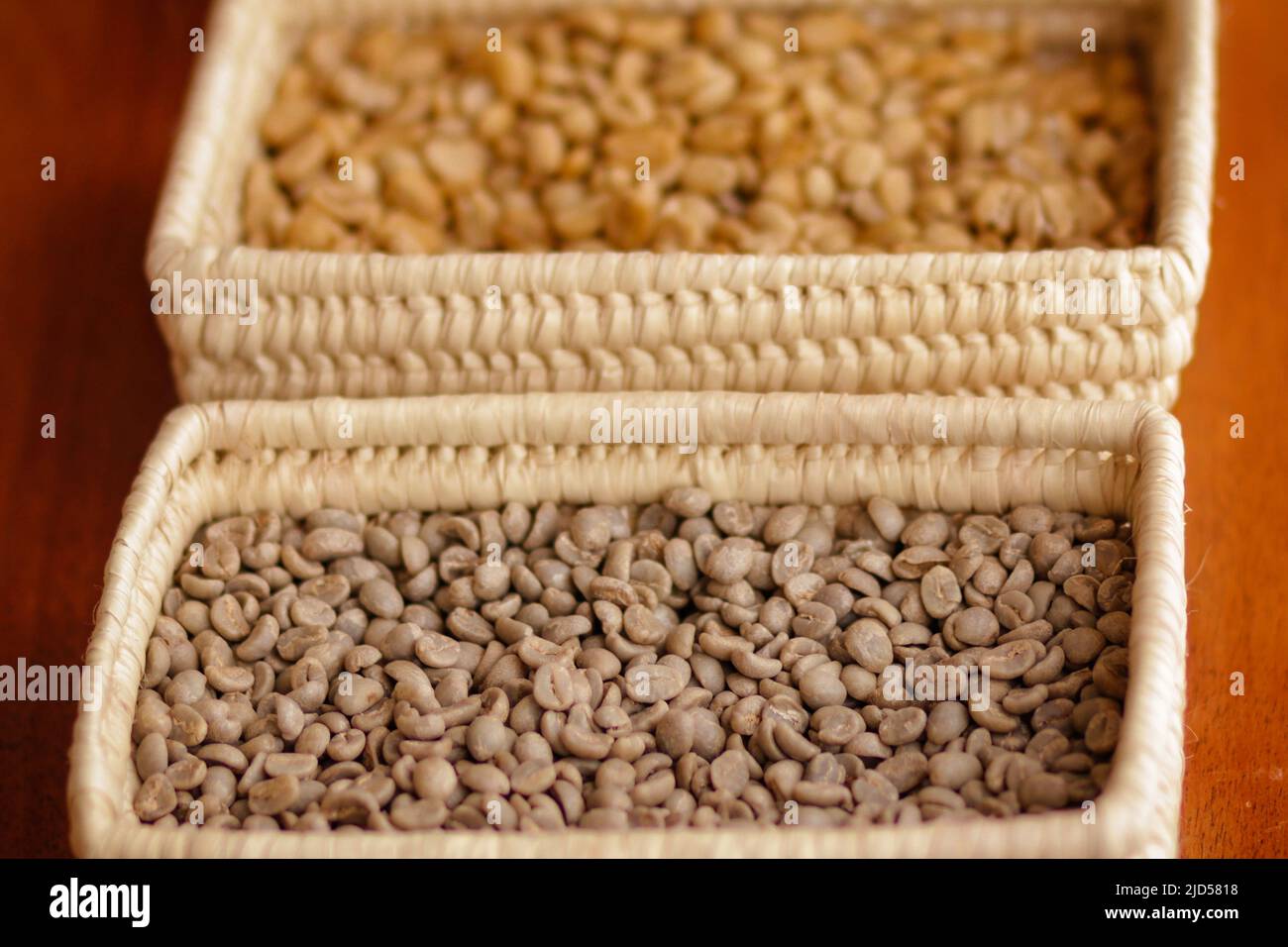 Dried coffee beans basket food drink In Kenya East Africa grinned Stock ...