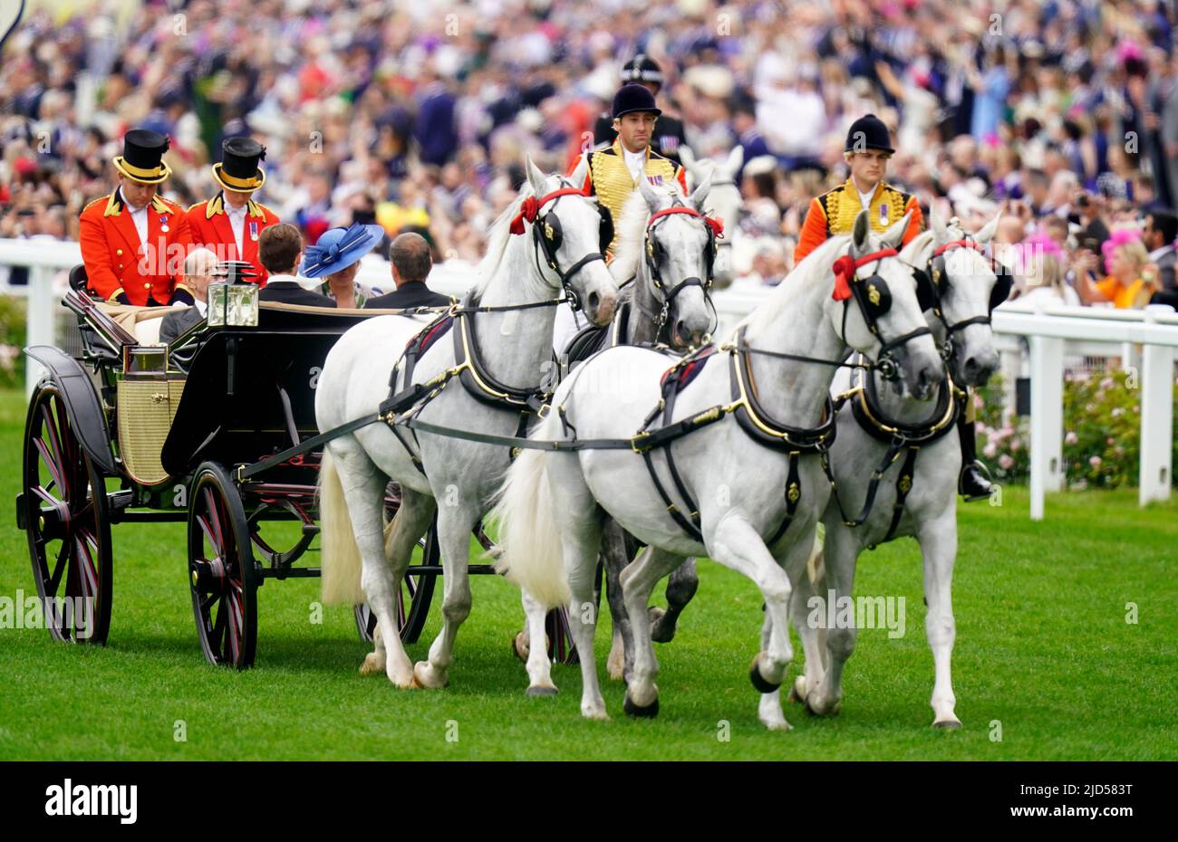 The first carriage of the Royal procession carrying The Duke of Kent ...