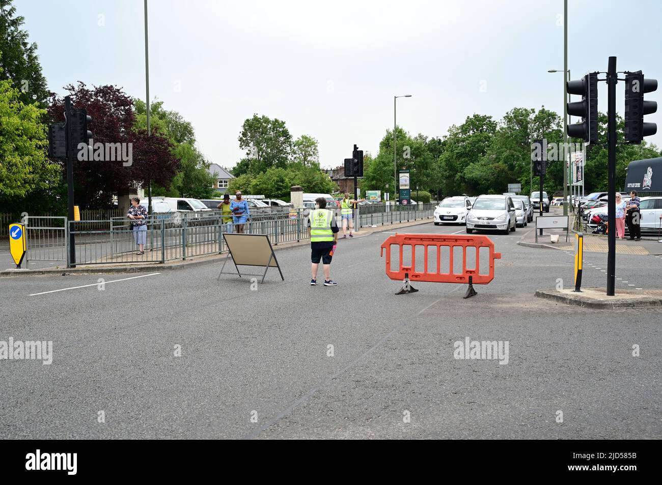 A closed crossroads in the UK Stock Photo - Alamy