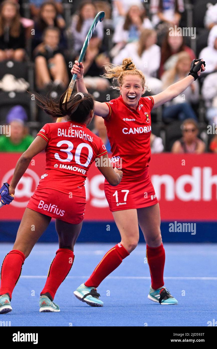 Belgium's Michelle Struijk celebrates after scoring during a hockey ...