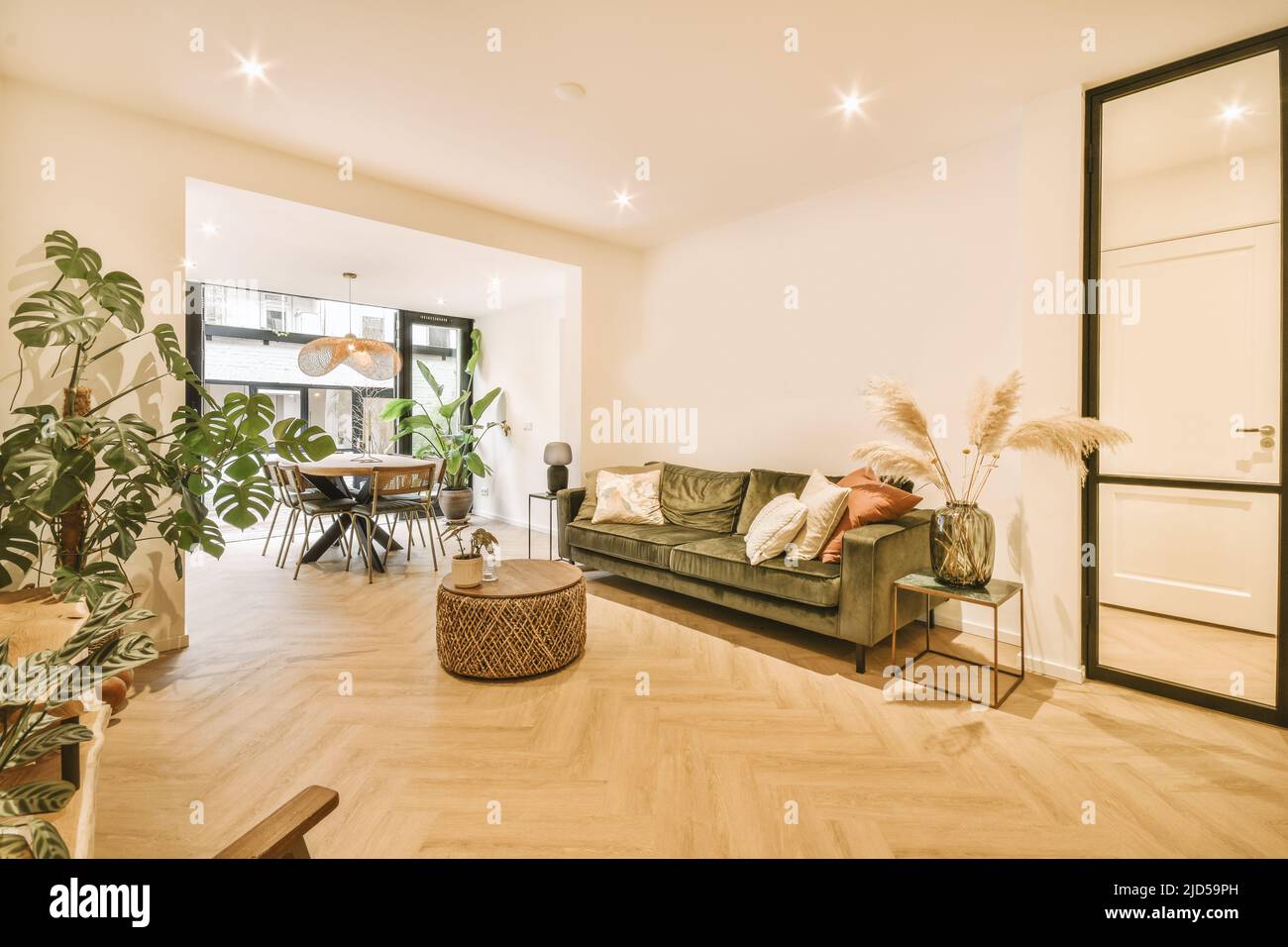 Modern living room with cozy sofa and decorations. High quality photo ...