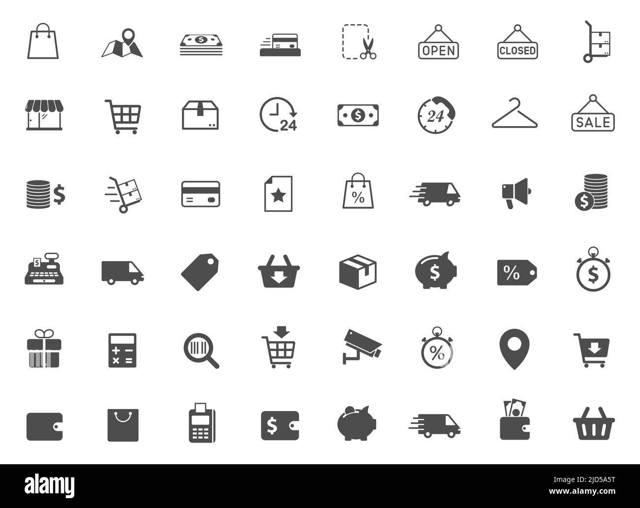 Shopping vector icons set isolated on white background Stock Vector ...