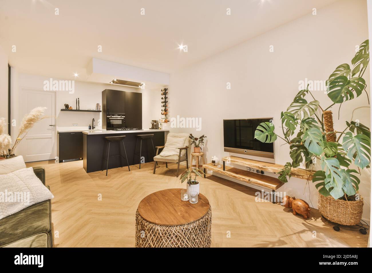 Modern living room with cozy sofa and decorations. High quality photo ...