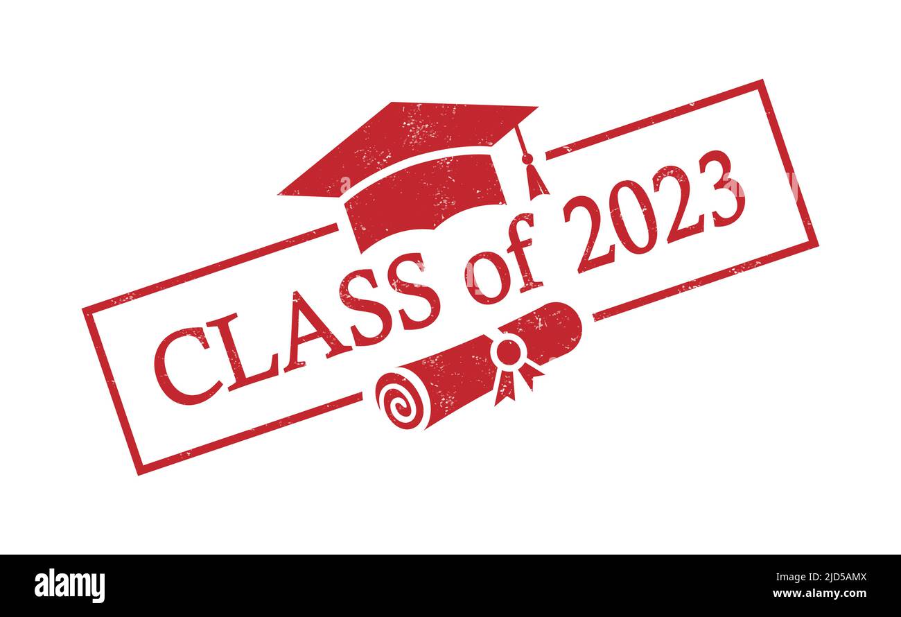 Graduate and class of 2023 with a graduation cap. Vector illustration ...