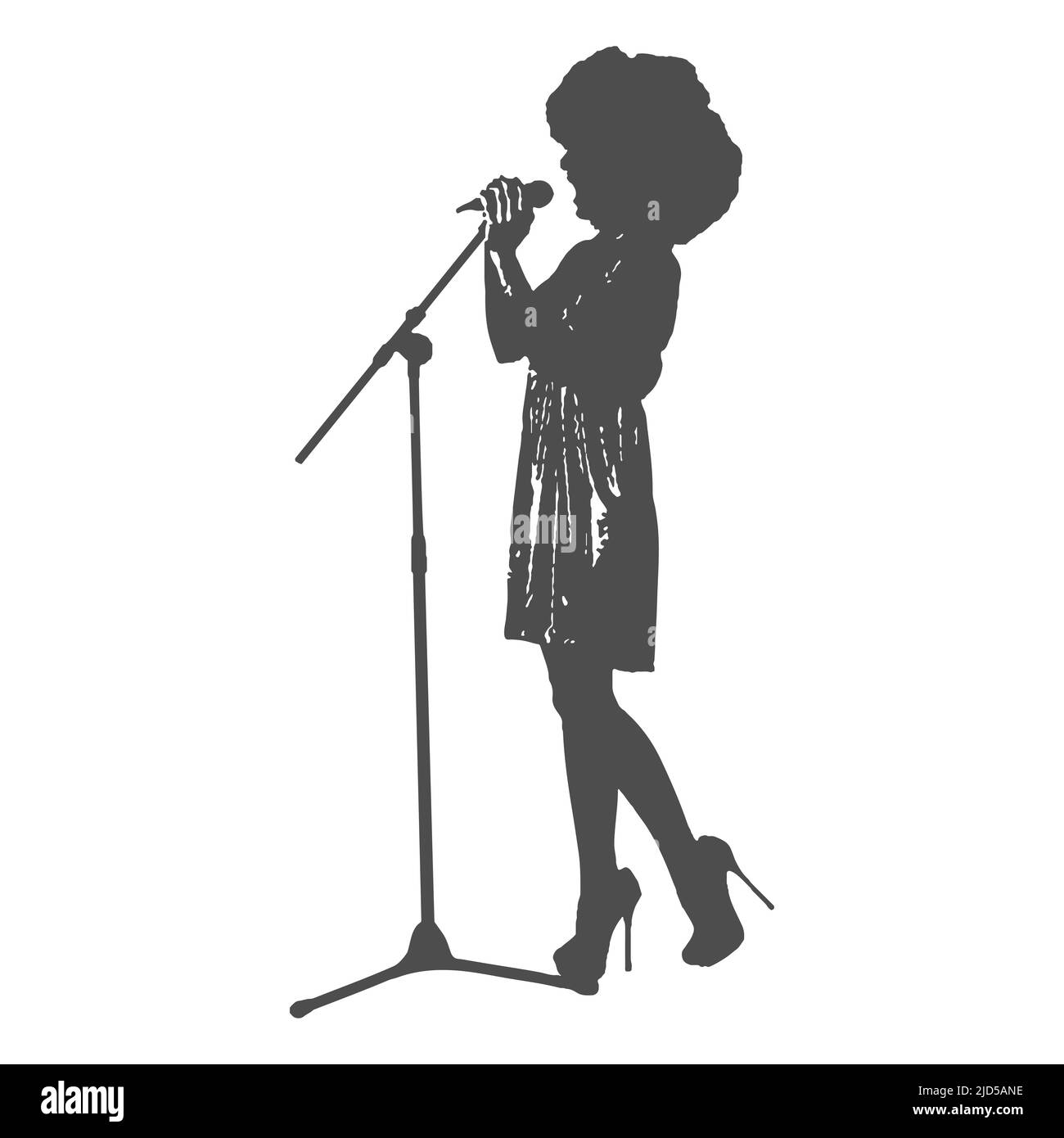 singer with a microphone. Vector silhouette for creative and thematic ...
