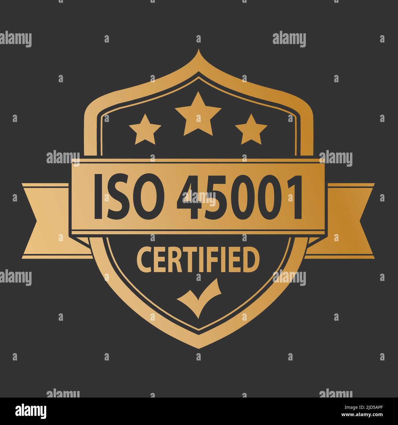 ISO 45001. The logo of standardization for websites, applications and ...