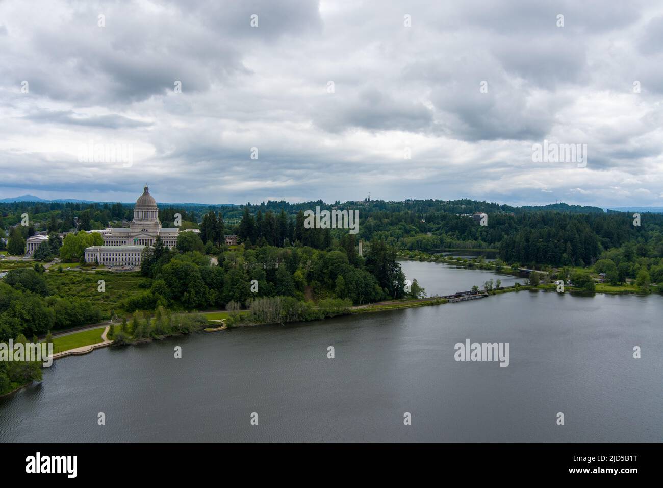The capital building on Capitol Lake in Olympia, Washington Stock Photo ...