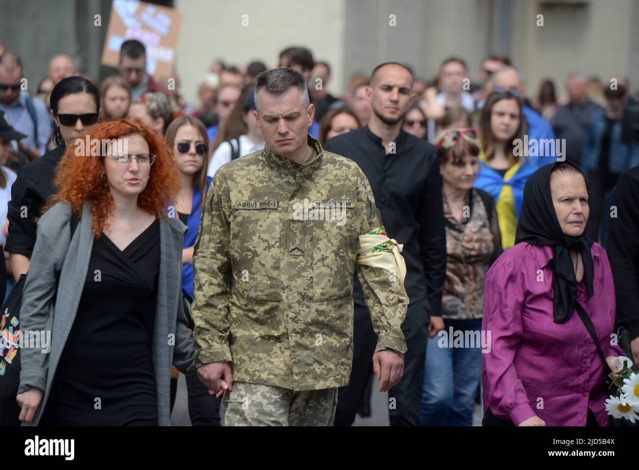 Kiev, Ukraine - June 18, 2022 - A funeral procession of civil activist ...