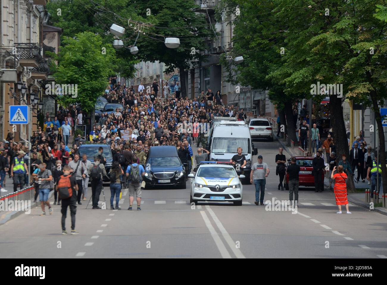 Kiev, Ukraine - June 18, 2022 - A funeral procession of civil activist ...