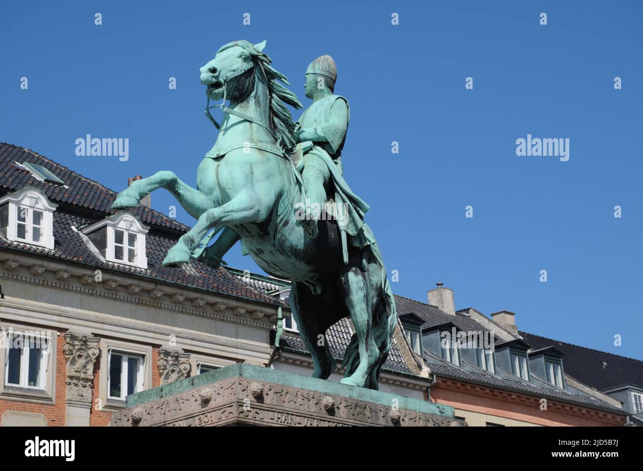 Copenhagen /Denmark/18 June 2022/ Statue ofBishop Absalon on horse back ...