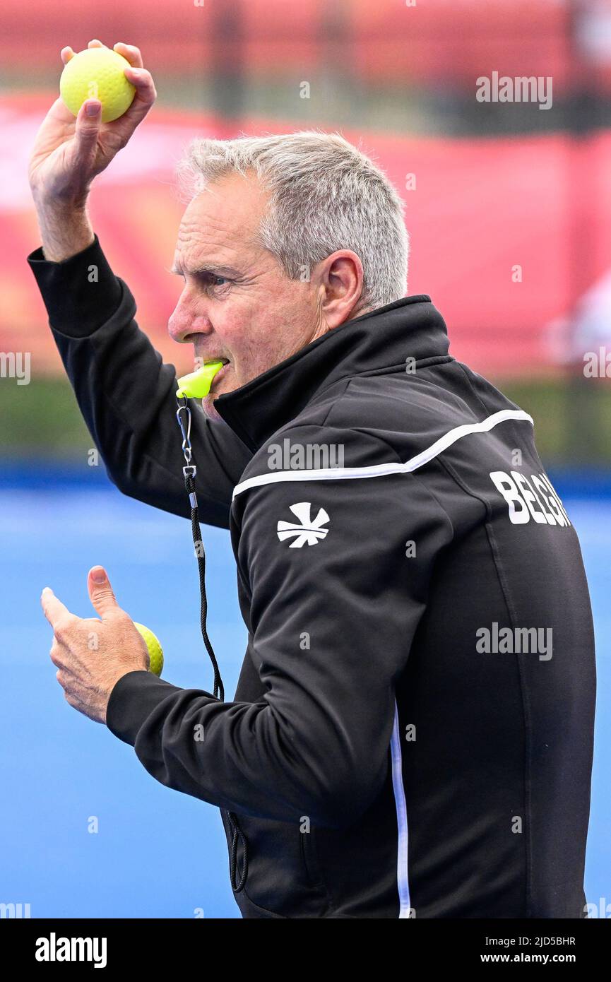 Belgium's assistant coach Tim White pictured before a hockey match ...