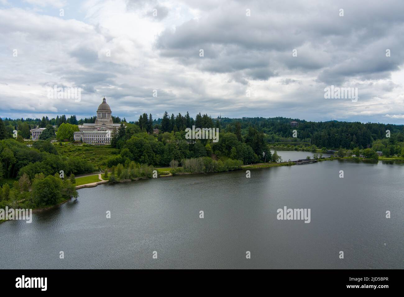The capital building on Capitol Lake in Olympia, Washington Stock Photo ...