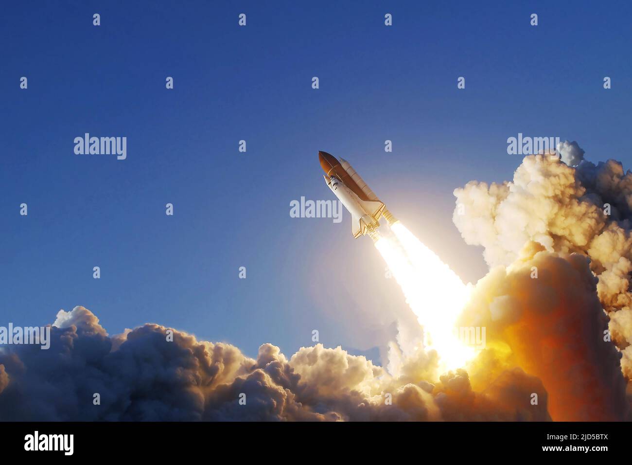 Rocket launch into space. Elements of this image furnished by NASA ...