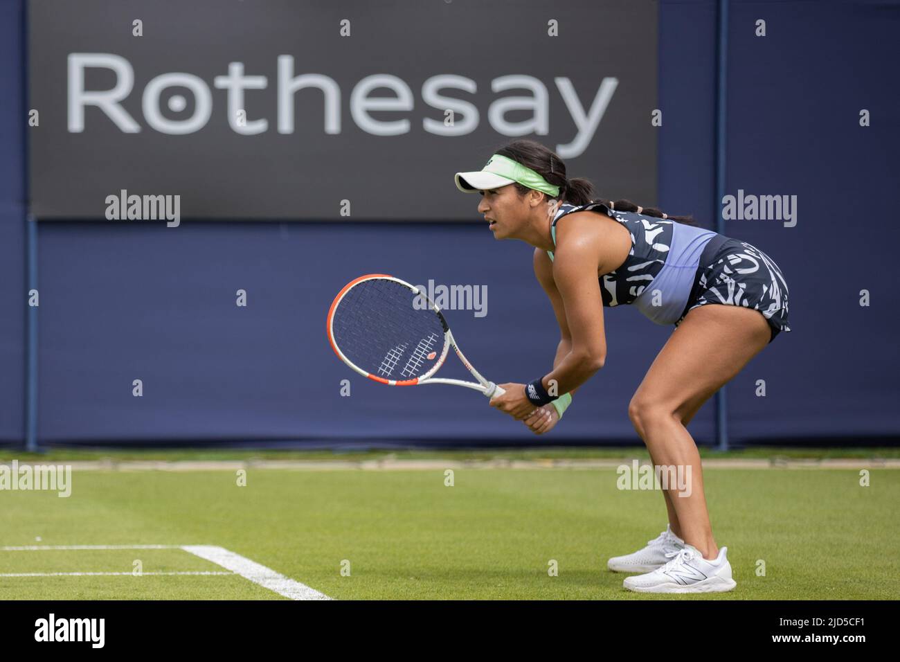 Heather Watson of Great Britain ready to receive the serve in her game ...