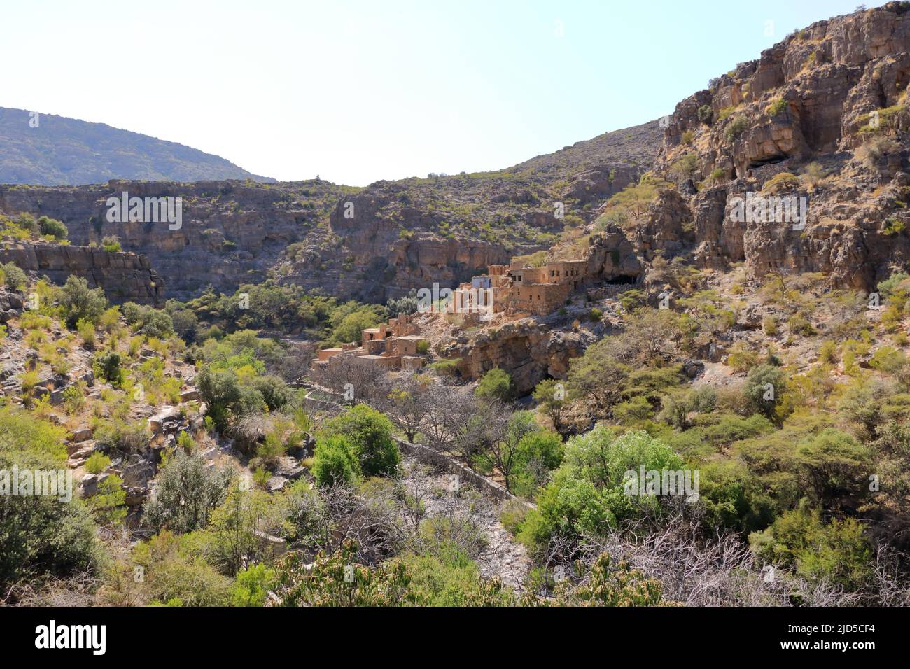 View of ruins of an abandoned village at the Wadi Bani Habib at the ...