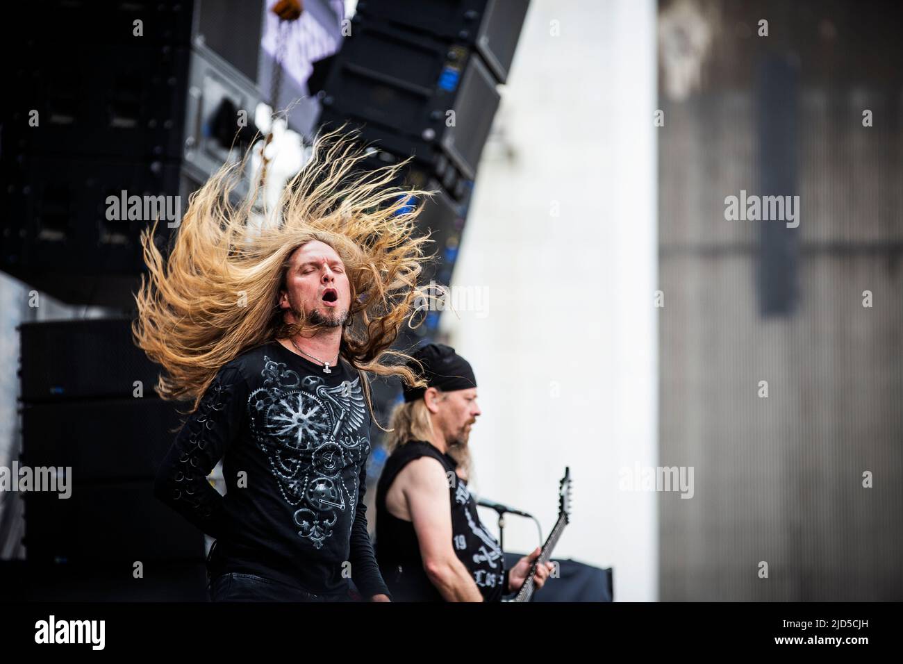 Copenhagen, Denmark. 18th June, 2022. The Danish thrash metal band Artillery performs a live ...