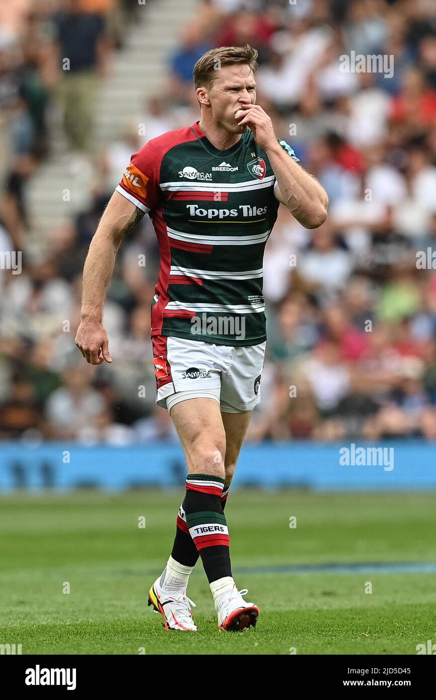 Chris Ashton #14 of Leicester Tigers takes his gumshield out Stock ...
