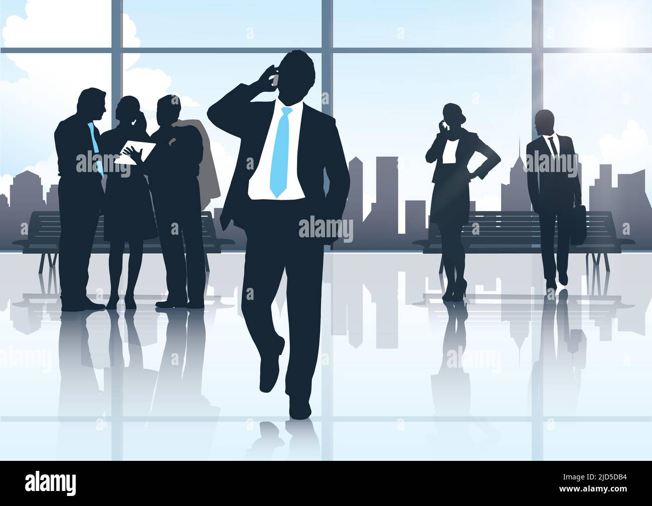 Making connections in business. Shot of the silhouettes of various ...