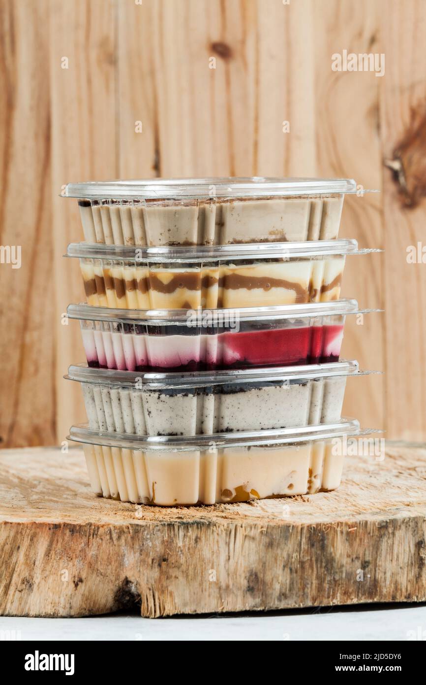 Panna cotta - desserts of different flavors and presentation Stock ...