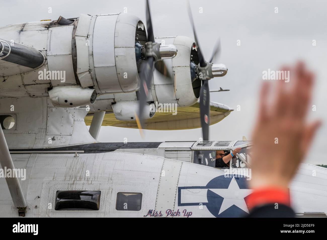 London, UK. 18th June, 2022. The Consolidated PBY-5A Catalina taxis for ...