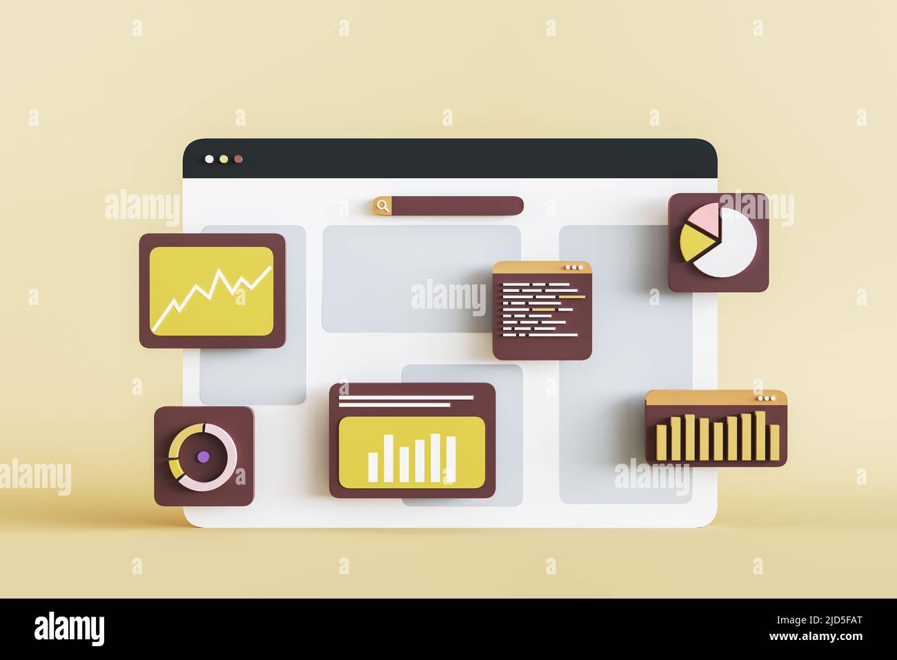 Software development concept for internet with web design indicators ...