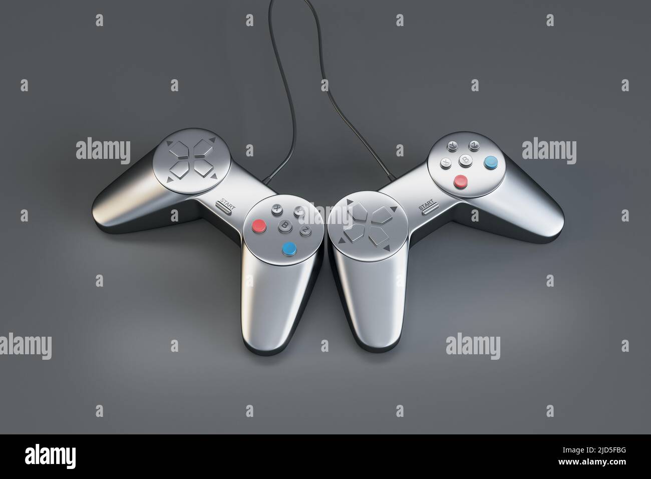 Gaming and partner entertainment concept with two silver modern ...