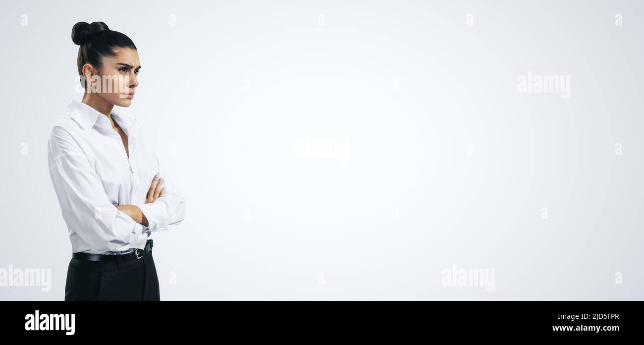 Resentment and unpleasant emotions concept with stressed young woman in ...