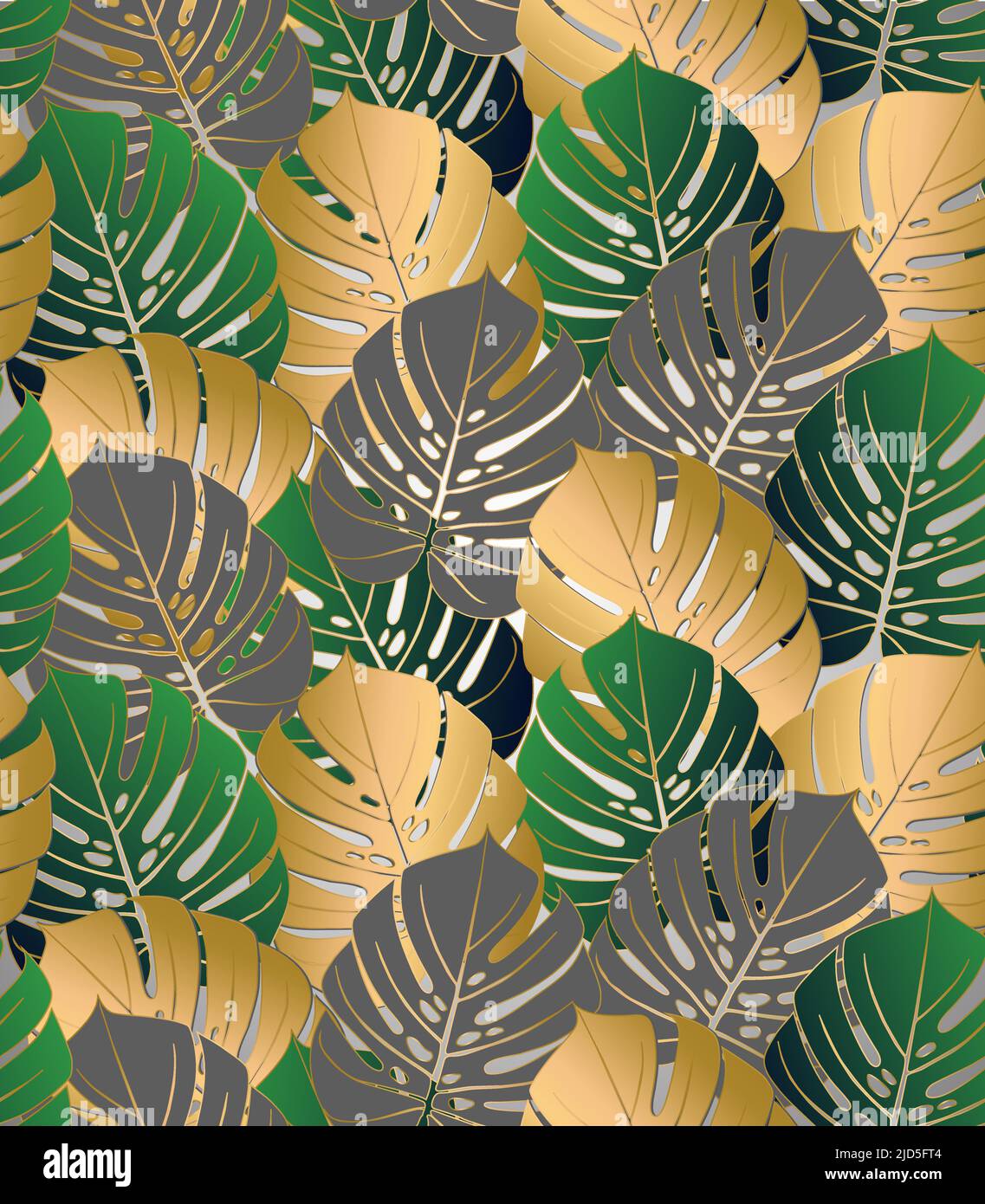 Monstera tropical leaf vector illustration. Vector banner. Seamless ...