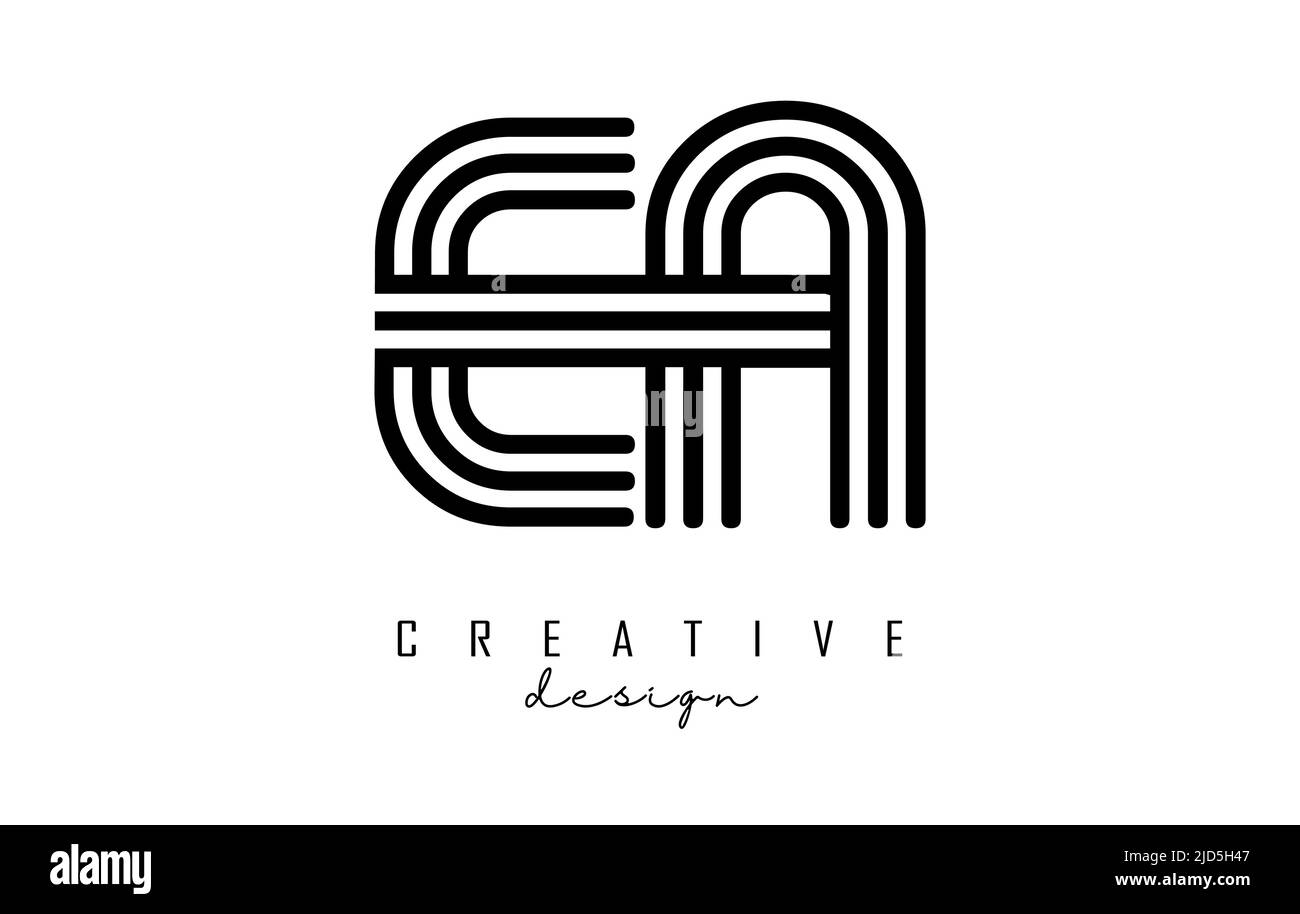 Black lines EA e a letters with monogram Logo Design. Creative vector ...