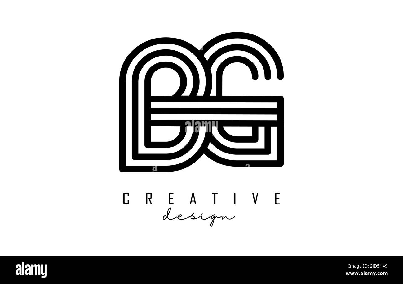 Black lines BG b g letters with monogram Logo Design. Creative vector ...