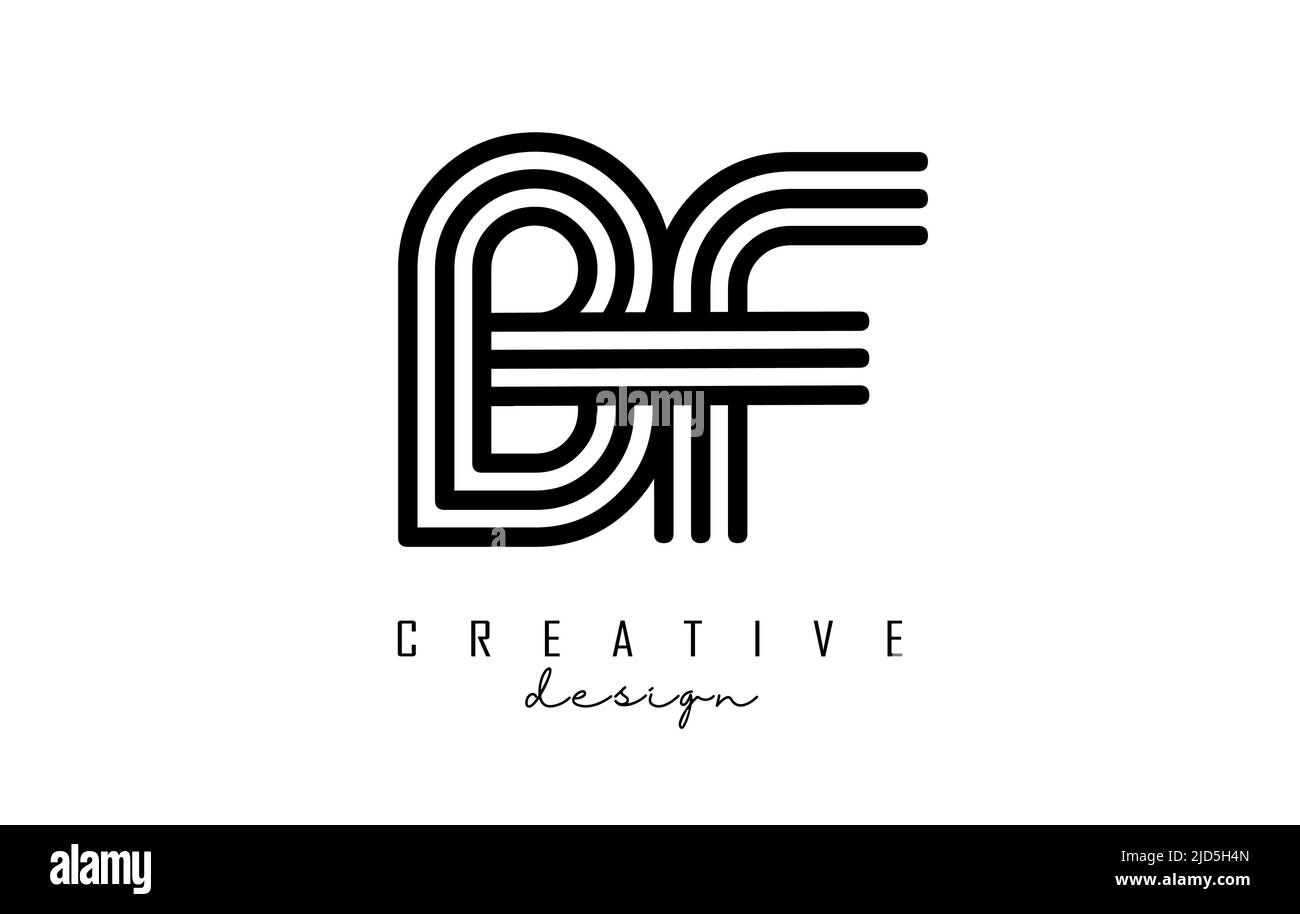 Black lines BF b f letters with monogram Logo Design. Creative vector ...