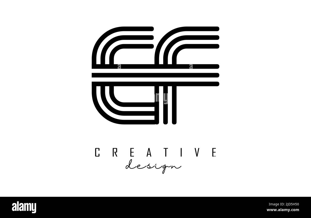 Black lines Ef e f letters with monogram Logo Design. Creative vector ...