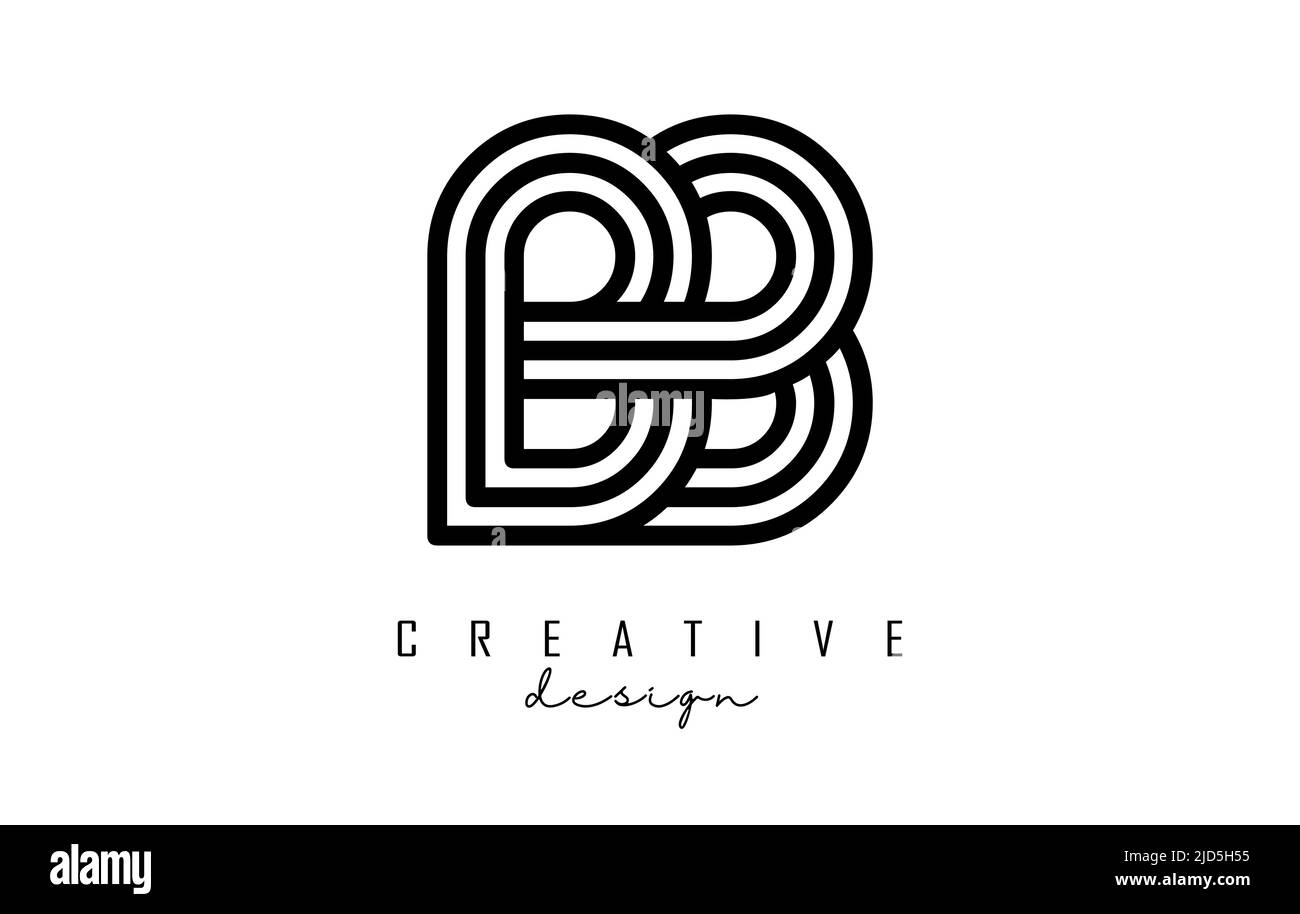 Black lines BB b letters with monogram Logo Design. Creative vector ...