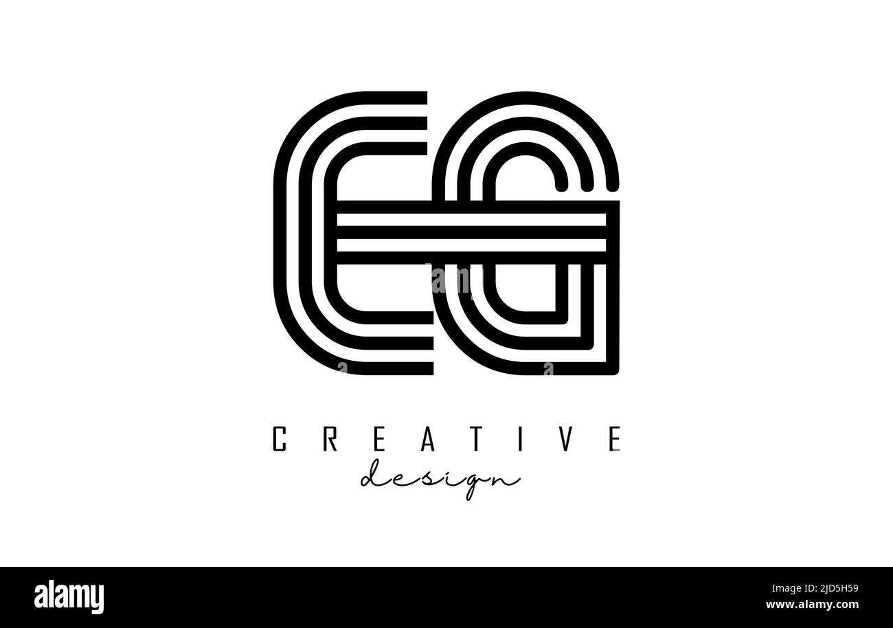 Black lines EG e g letters with monogram Logo Design. Creative vector ...