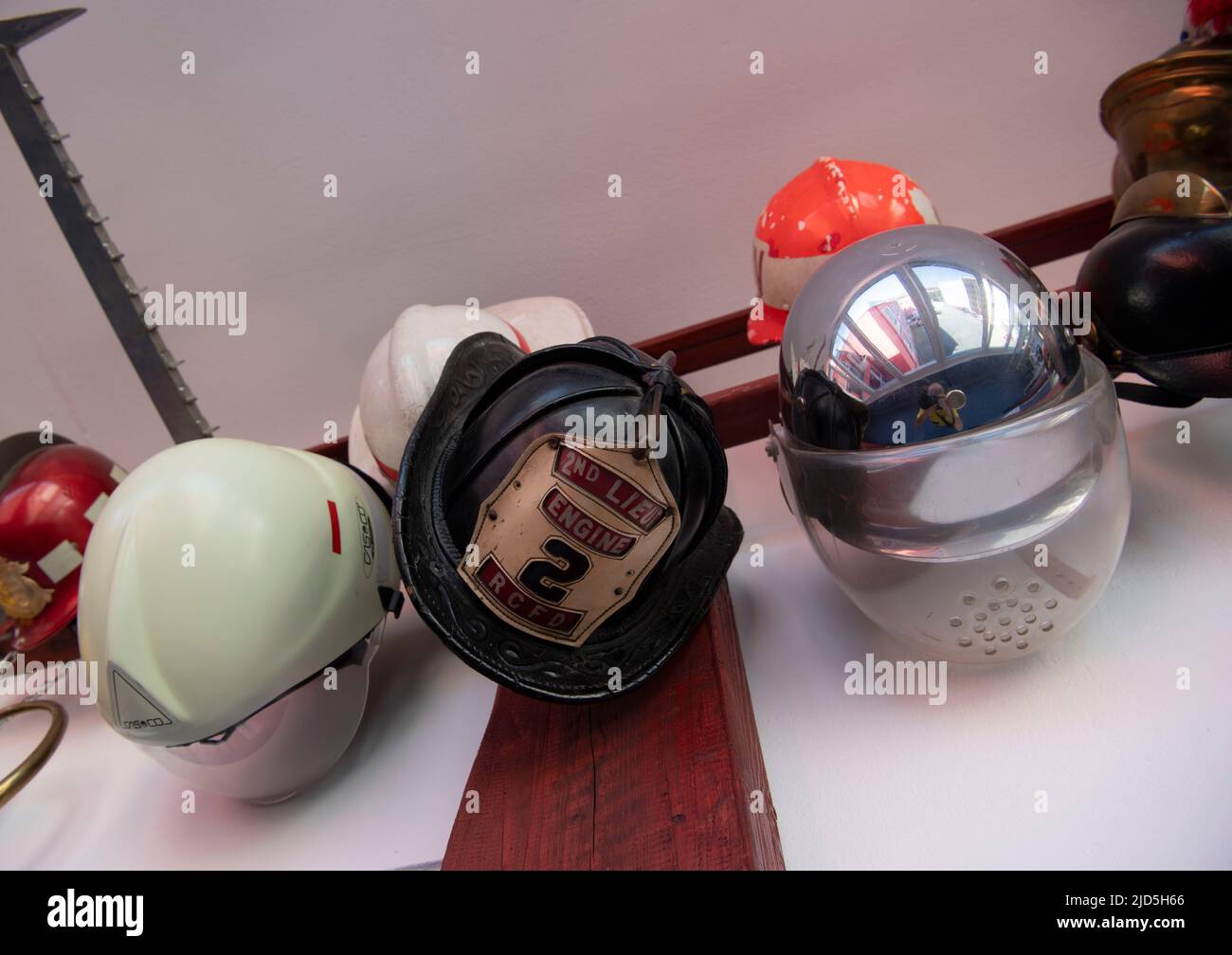 Berlin, Germany. 18th June, 2022. Firefighters' helmets from numerous ...