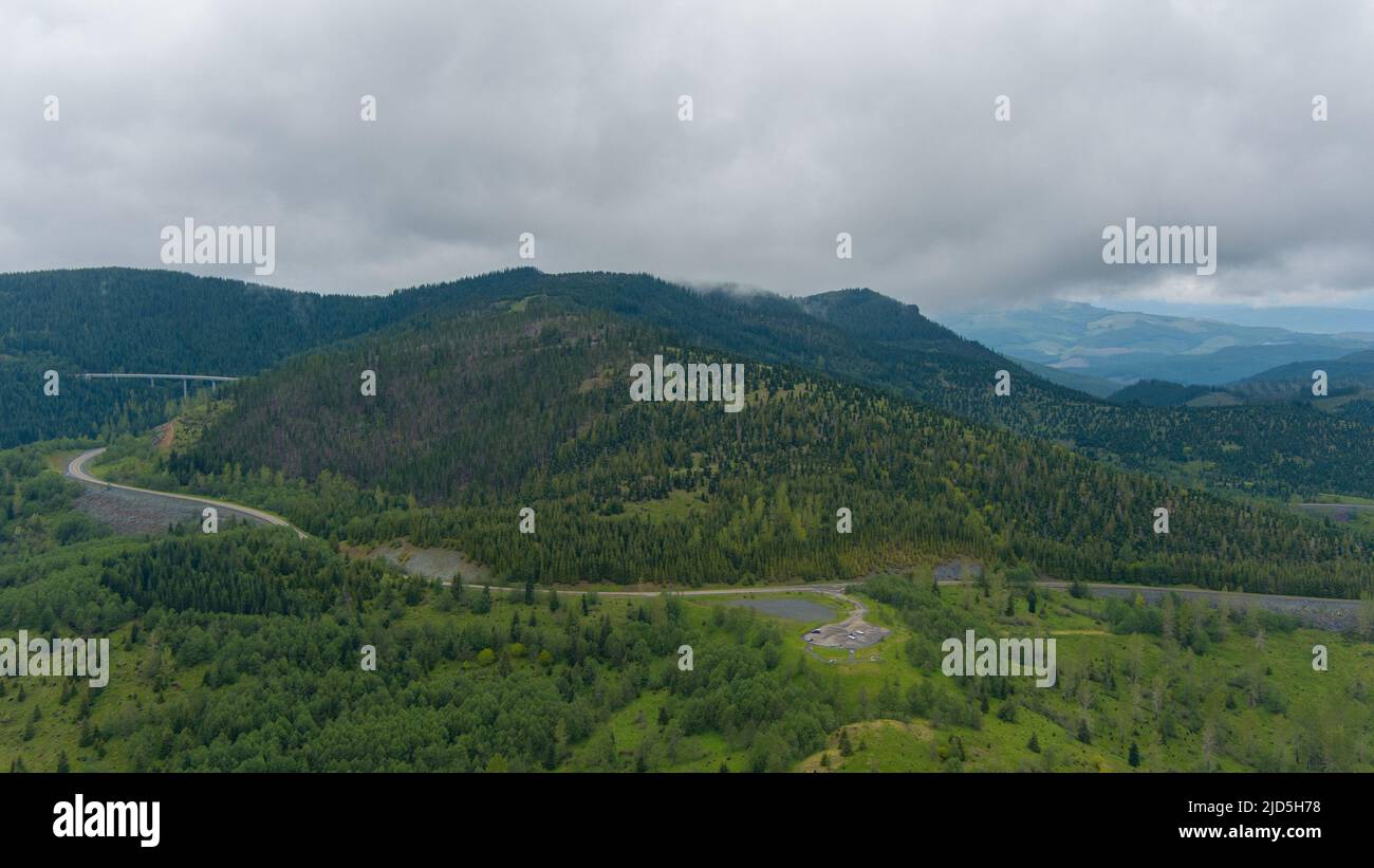 Aerial view of the Castle Lake viewpoint near Mount St Helens in ...
