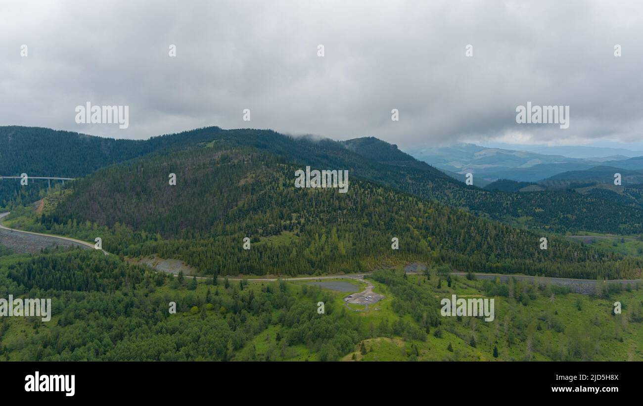 Aerial view of the Castle Lake viewpoint near Mount St Helens in ...