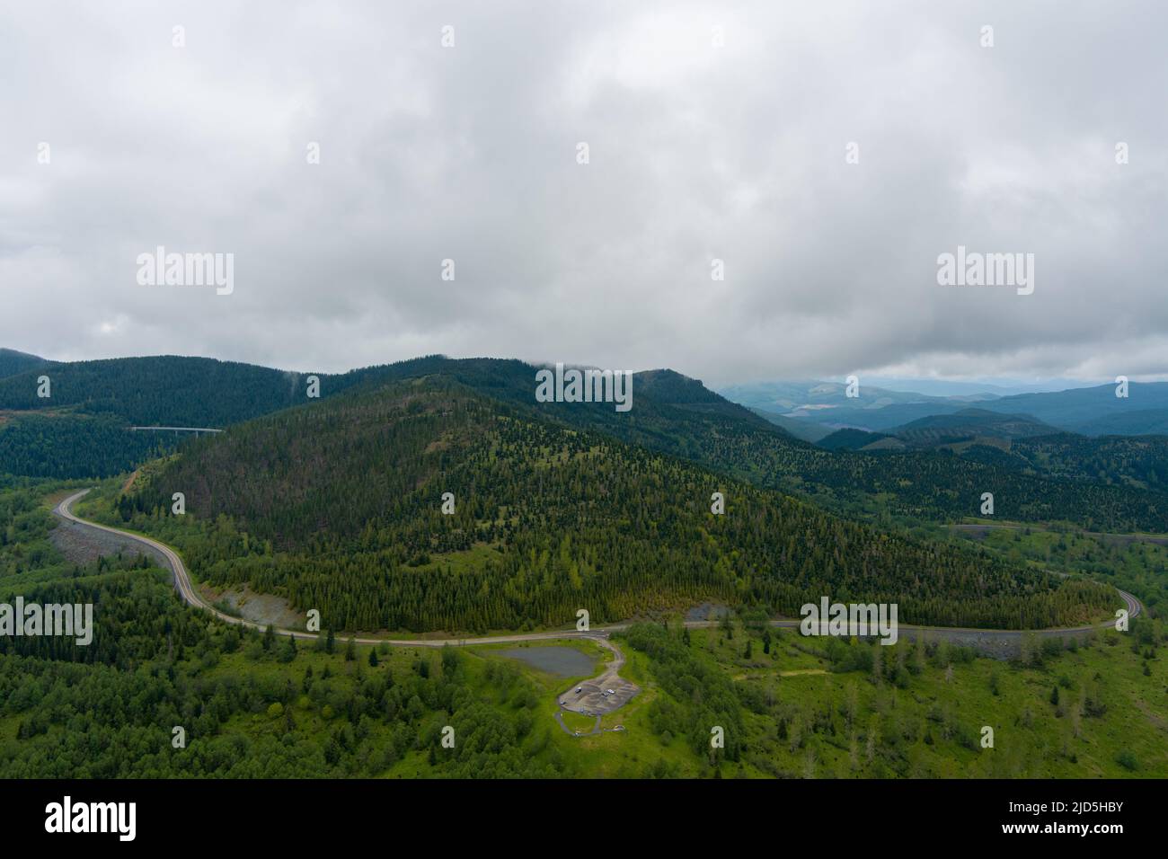 Aerial view of the Castle Lake viewpoint near Mount St Helens in ...