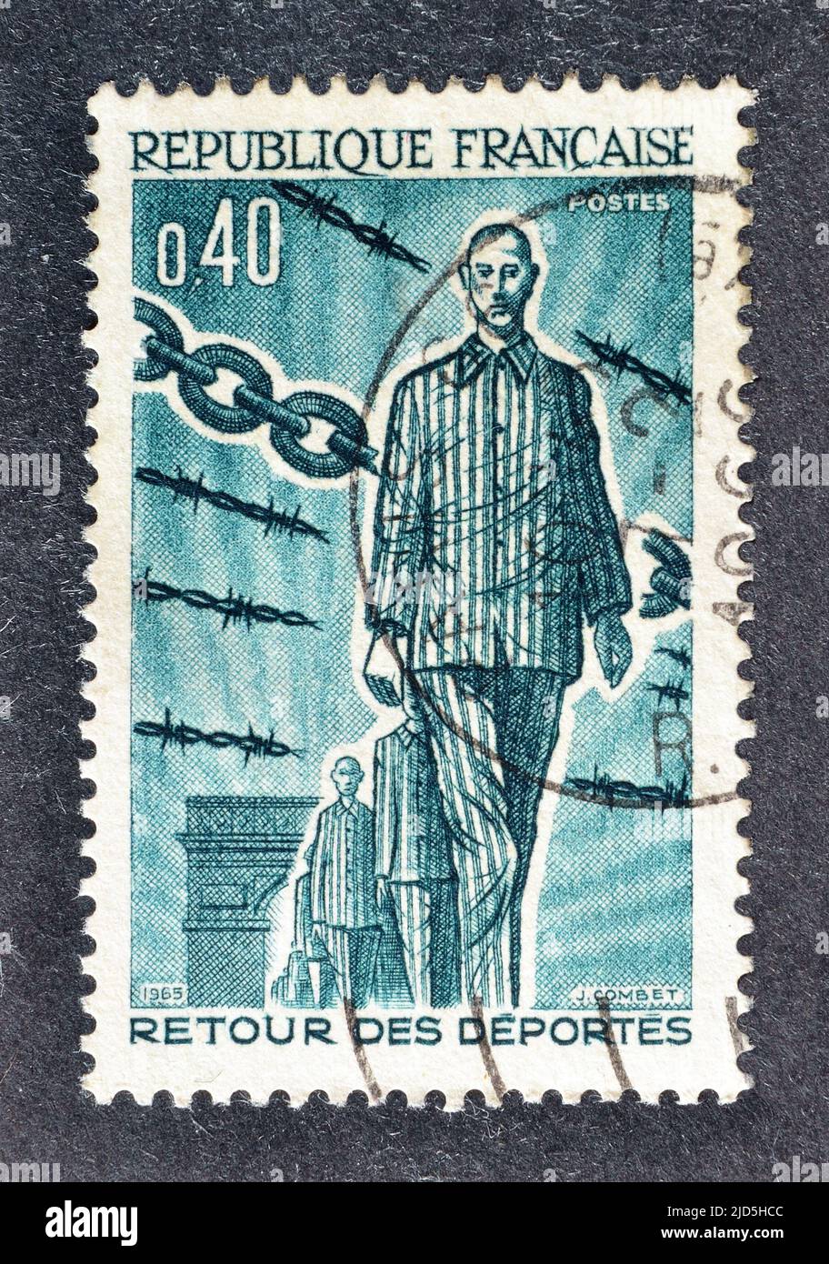Cancelled postage stamp printed by France, that shows Return of ...