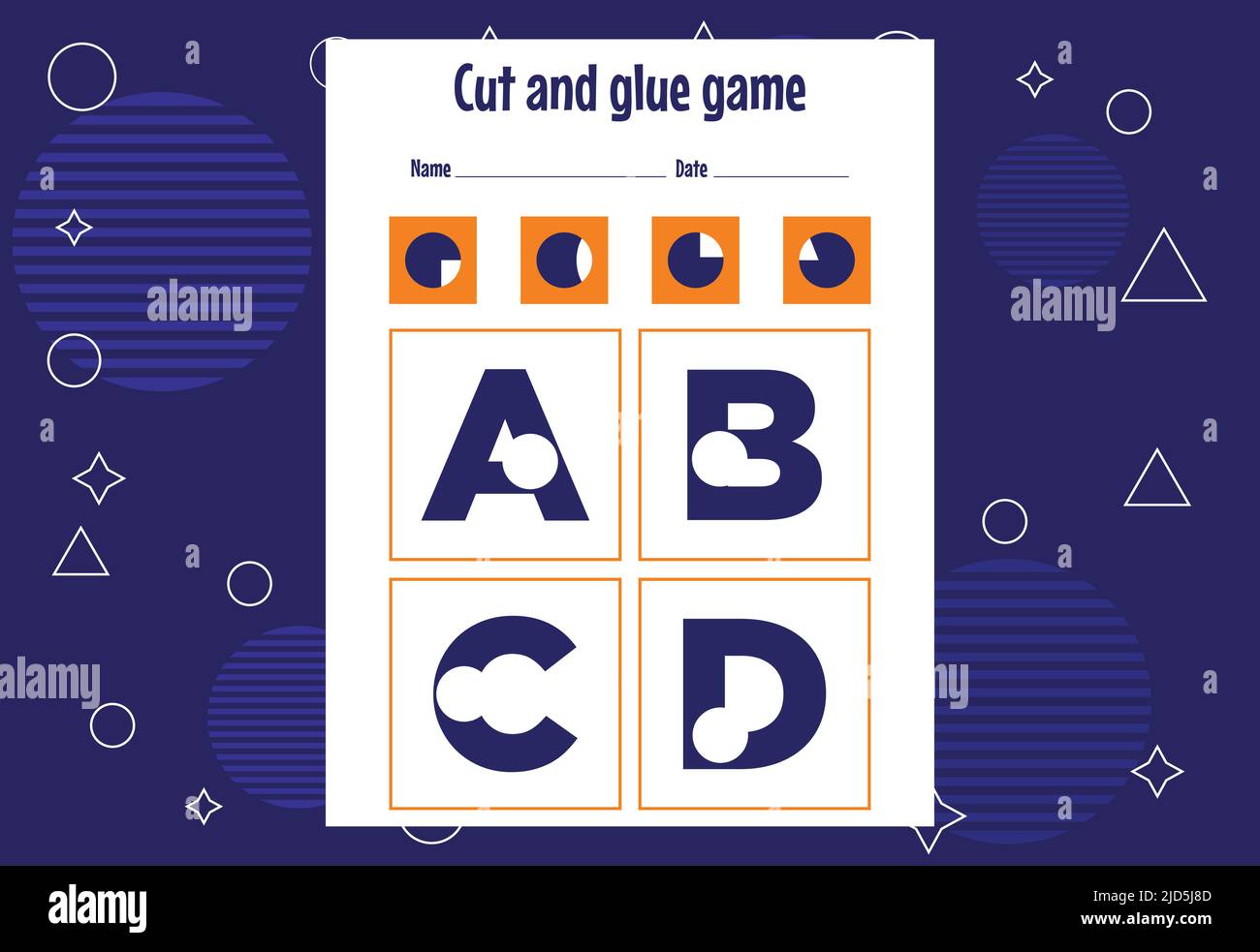 Cut and glue game for kids with Alphabet. Cutting practice for ...
