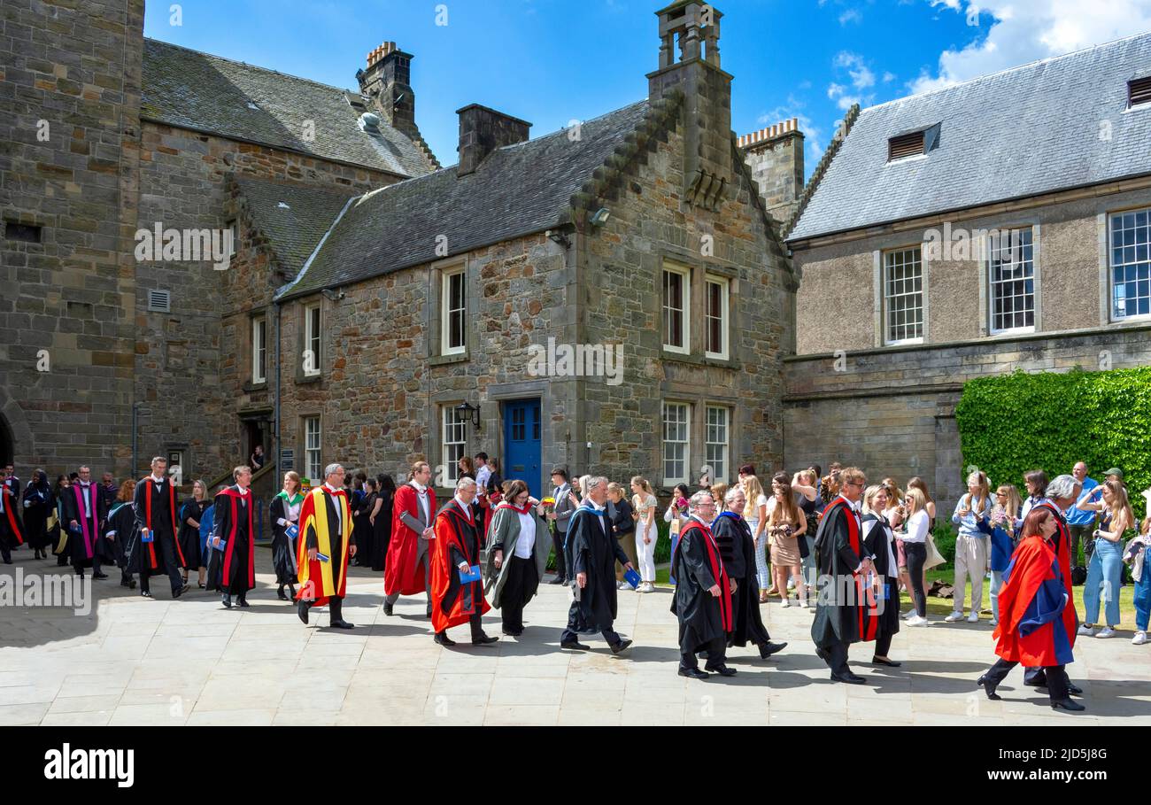 ST ANDREWS UNIVERSITY SCOTLAND PROCESSION ON A GRADUATION DAY COLOURFUL ...