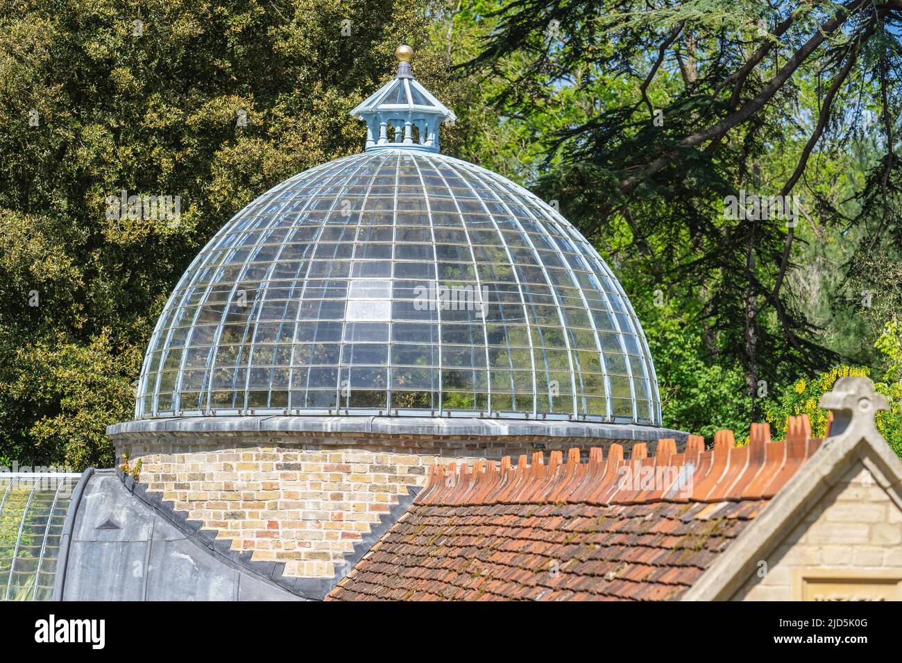Glass roof dome of greenhouse consisting of rectangular panels Stock ...