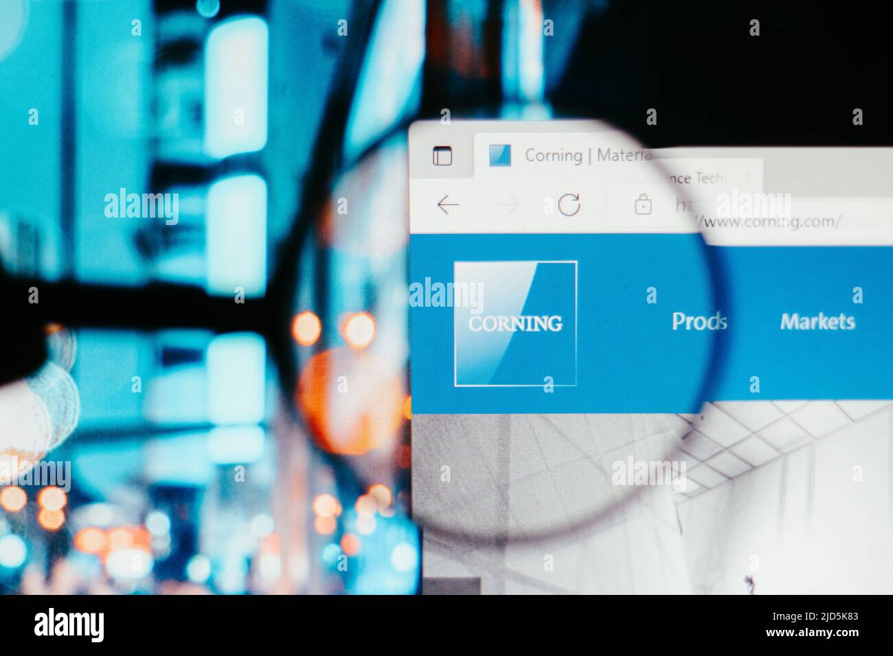 In this photo illustration, the homepage of the Corning Incorporated ...